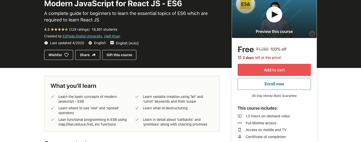 Modern JavaScript for React JS — ES6 | Free Premium Course | by FresherCooker.in | FresherCooker ...