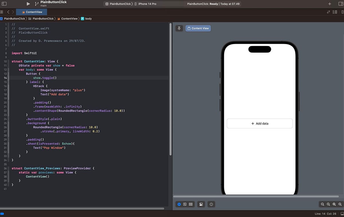 Mengatasi masalah klik pada Plain Button di SwiftUI | by D. Prameswara | Medium