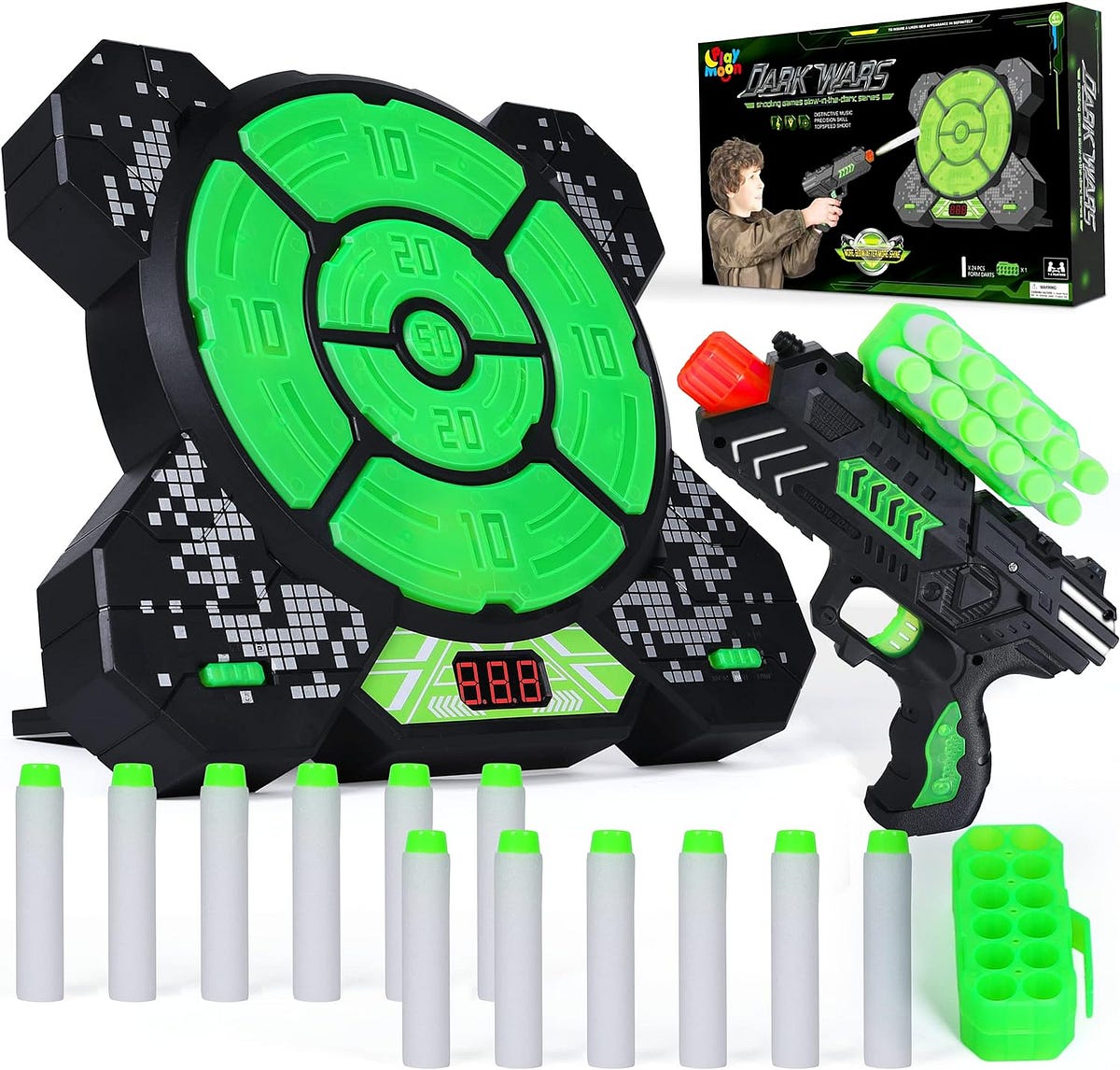 Play Moon Digital Target With Foam Dart Toy — Glow In The Dark Toy With ...