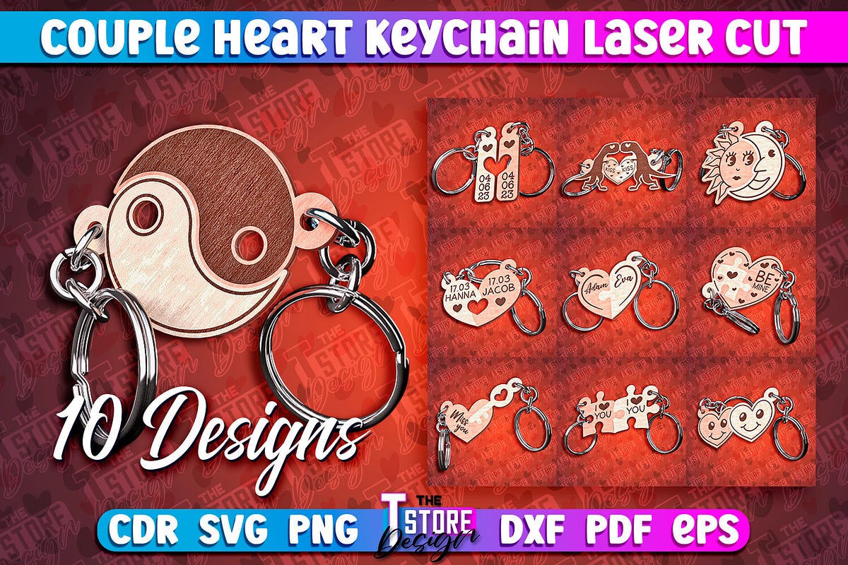Couple Heart Keychain | Laser Cut SVG Free | by Mehojzujs | Oct, 2024 ...