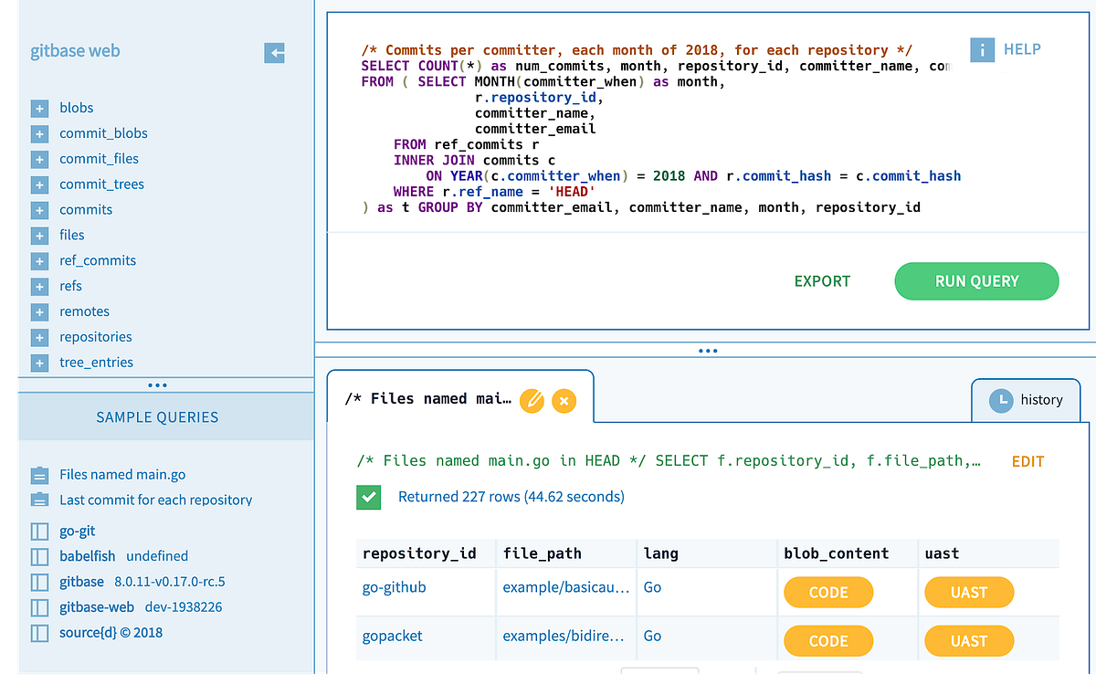 Gitbase Exploring Git Repos With Sql By Francesc Campoy Sourcedtech Medium