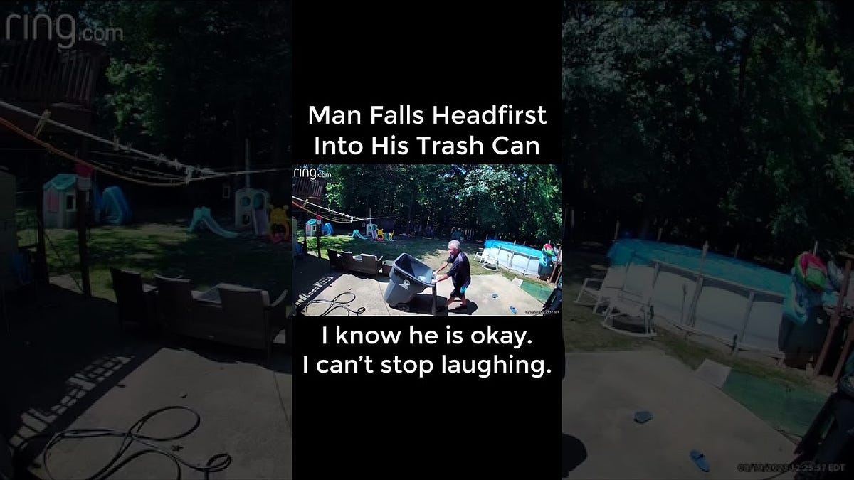 Man Falls Headfirst Into His Trash Can Caught on Ring Camera | Doorbell ...