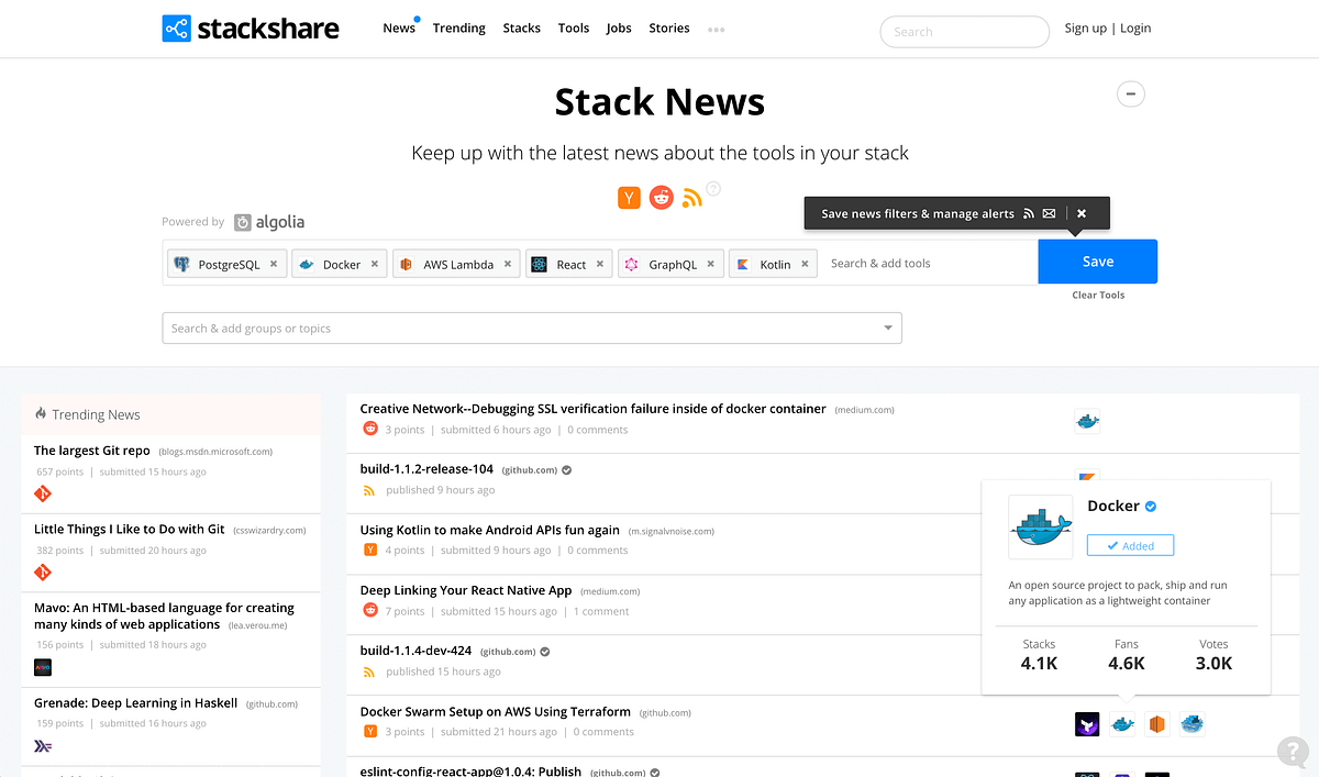 Introducing Stack News: Google Alerts for your tech stack | by StackShare | Medium