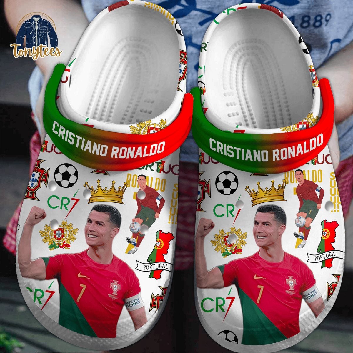 Cristiano Ronaldo Portugal Crocs Clogs - Tonytees - Medium