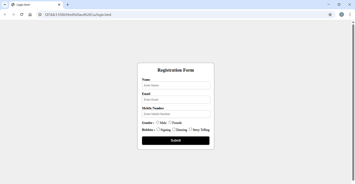 Simple Registration Form Using HTML & CSS | Beginner Friendly | Medium