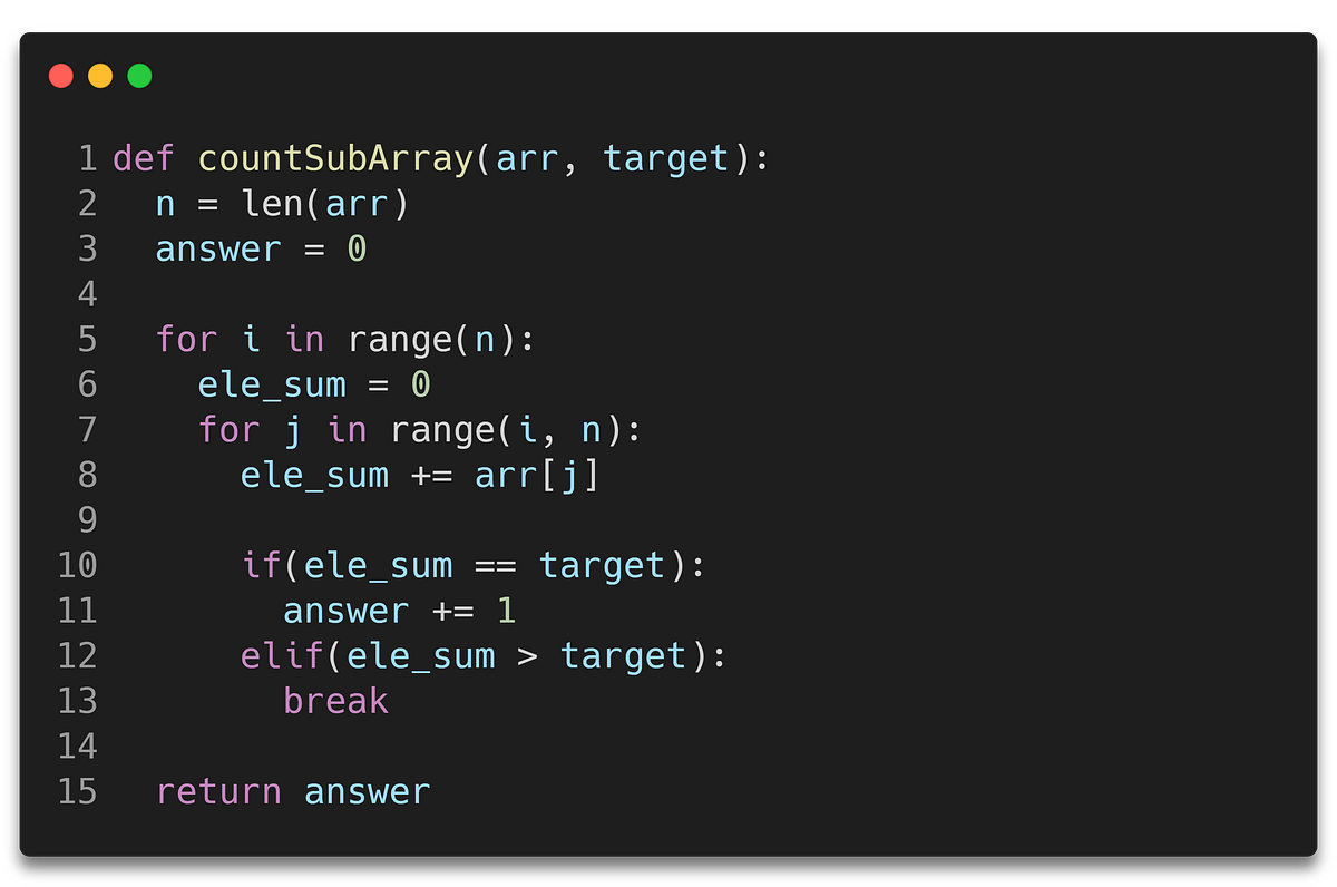 Total number subarray in an array which has a total sum equal to target ...