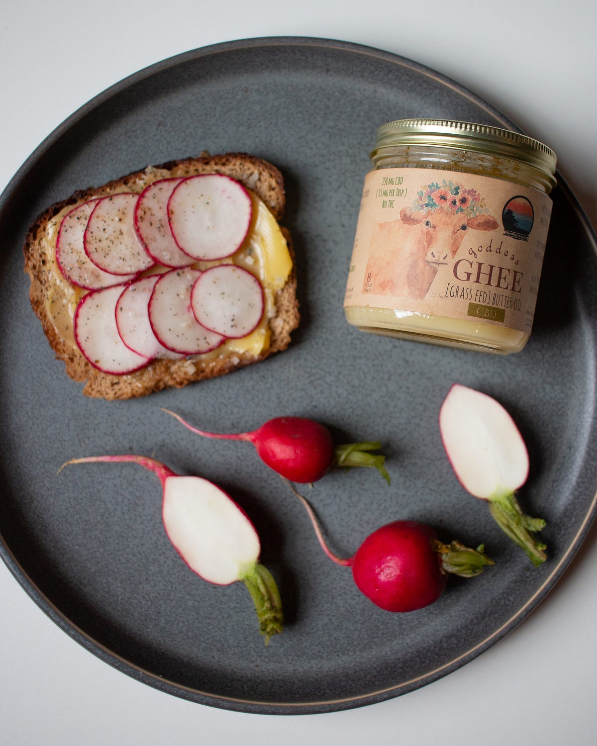 CBD Superfood Toast with Ghee and Sliced Radish | by Blue Ridge Hemp ...