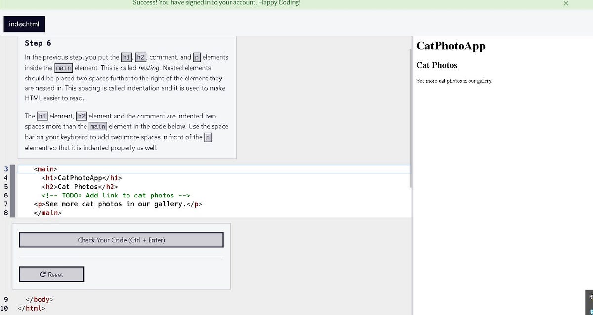 Answer For The Responsive Web Design In Freecodecamp Step 6 By Prabhu Akash Warnam Medium