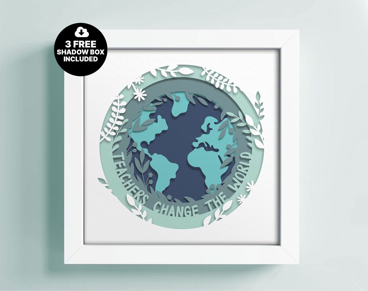 Teachers Change The World Shadow Lightbox 3D, 3D World Template ...