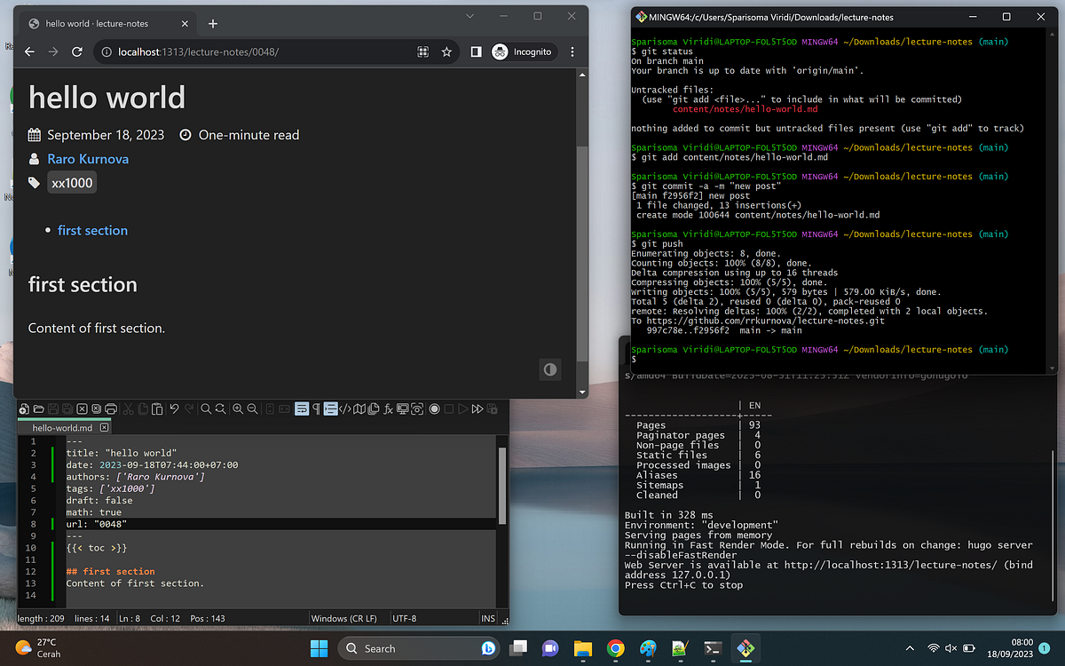 Create a post with Hugo. Edit it locally and push to GitHub | by ...