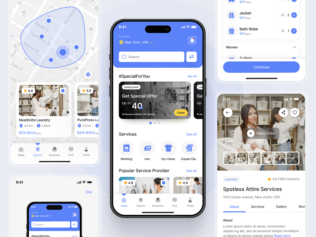 Laundry Service Mobile App UIUX Design | Figma | App Design | by Insightlancer | Medium