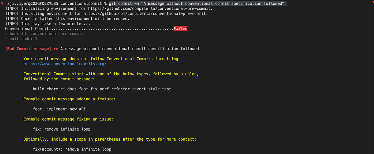 Enforcing Conventional Commit — Shift Left | by Rajiv | Medium