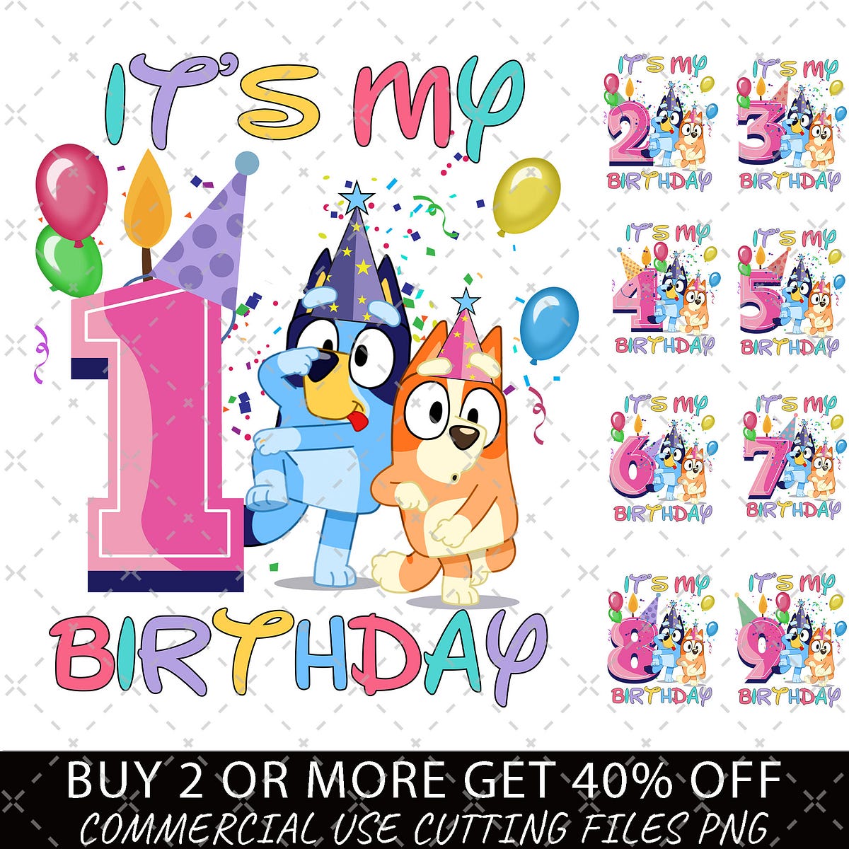Bluey Birthday Png, Blue Dog Png, Birthday Cartoon Png Bundle, Birthday ...