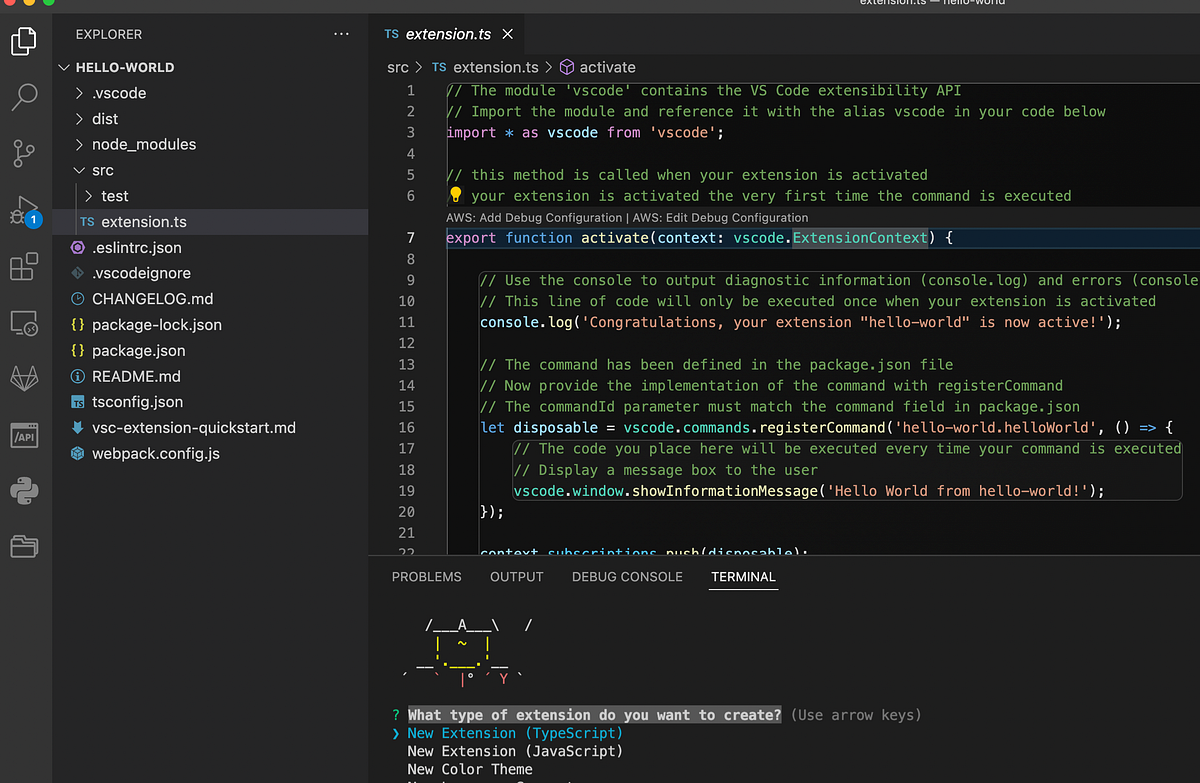 Building Your First VsCode extension | by Avinash Tharwani | Medium