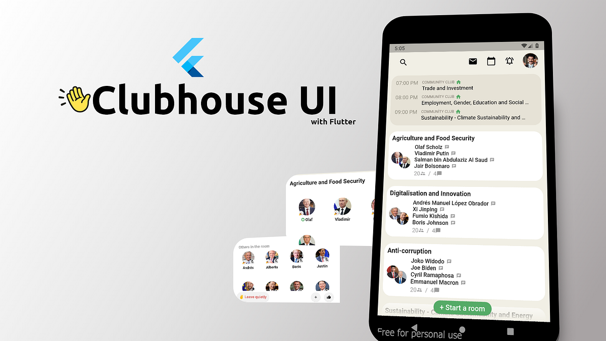 Clubhouse UI with Flutter. In this blog post, I will show how you… | by ...