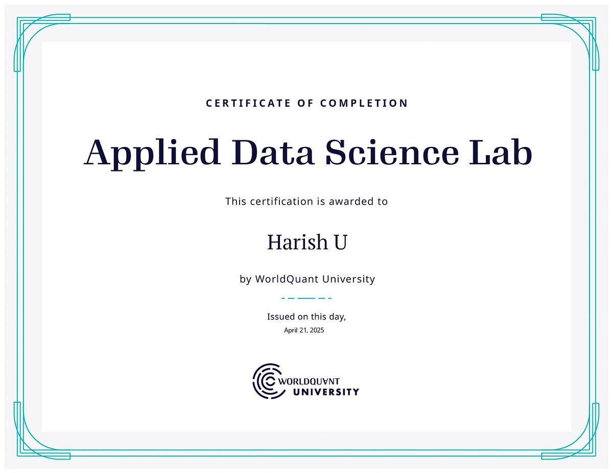 Completed: WorldQuant University Applied Data Science Lab 🚀 | by Harish ...