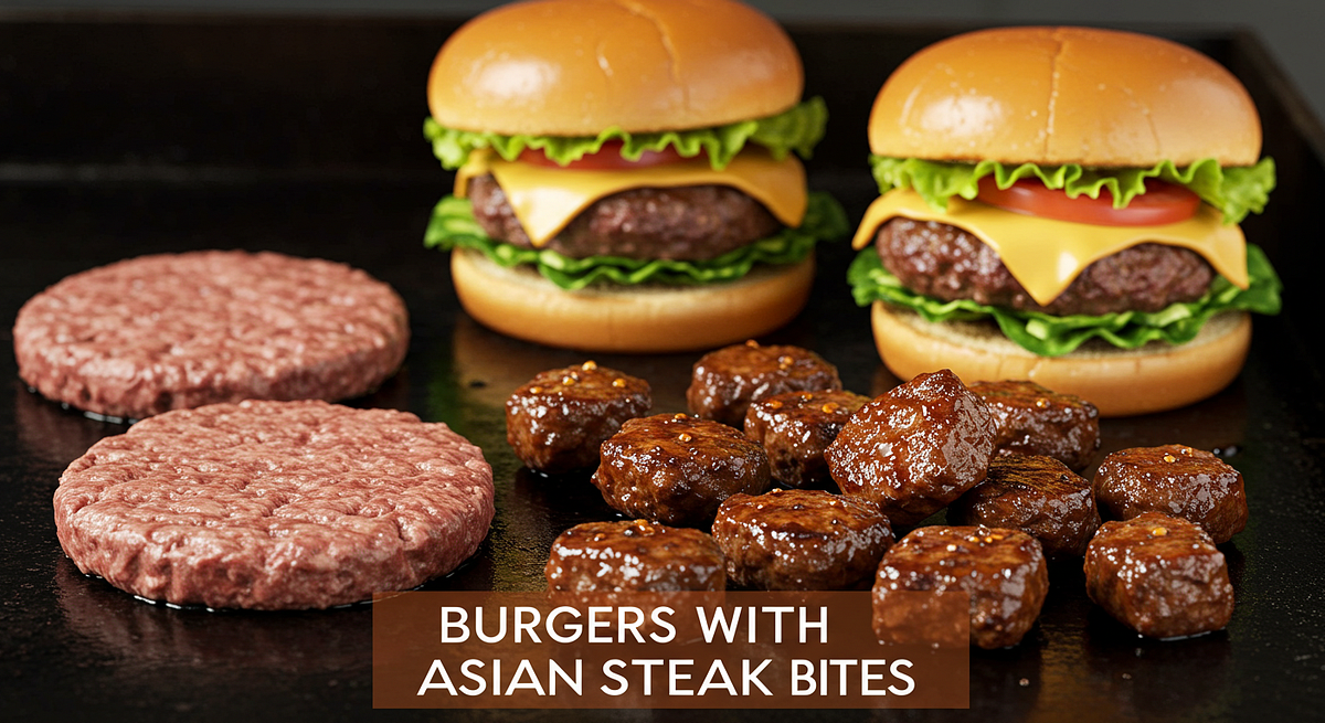 Burgers with Asian Steak Bites: Lunch BlackStone Recipes #2 | by M A ...