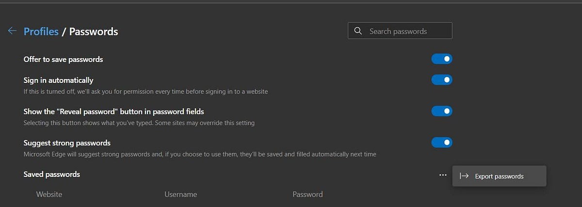 How to import a .csv password file to Microsoft Edge | by foxelas | Medium