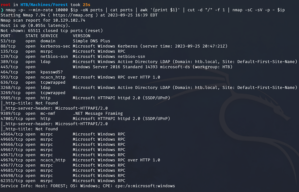 HackTheBox: Forest. As I am working on building my own… | by Ross Andrews | Medium