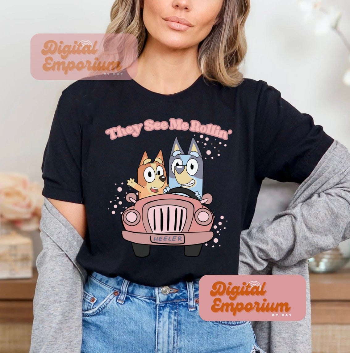 Bluey And Bingo — Driving In A Car Retro Vibes PNG Design | Sublimation ...