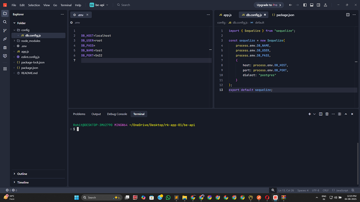 Database Connection In Express Project With Sequelize Orm And Postgresql Database By Rohit 