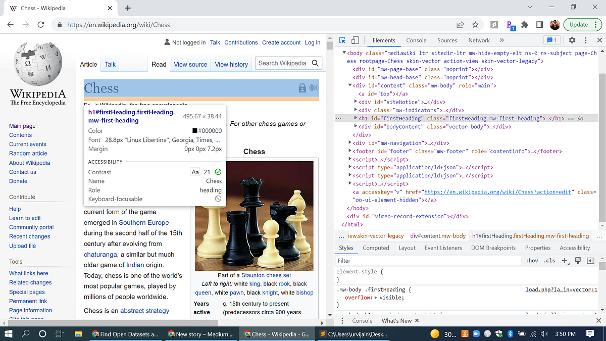 Introduction to Web Scraping -Simple Example | by Urvi Jain | Medium