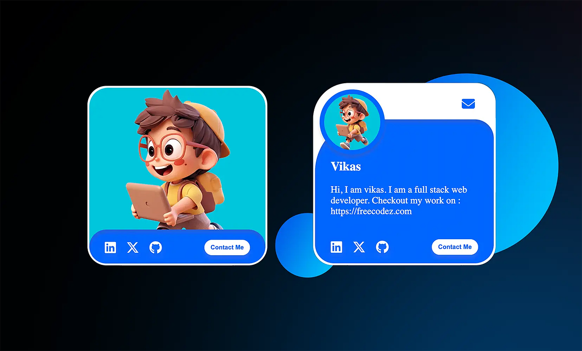 Animated user profile card using html, css Hey there, You are most ...