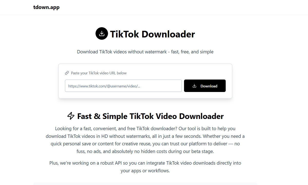 TDown.app Review: A Refreshingly Simple TikTok Downloader | by meltedfries | Jul, 2025 | Medium