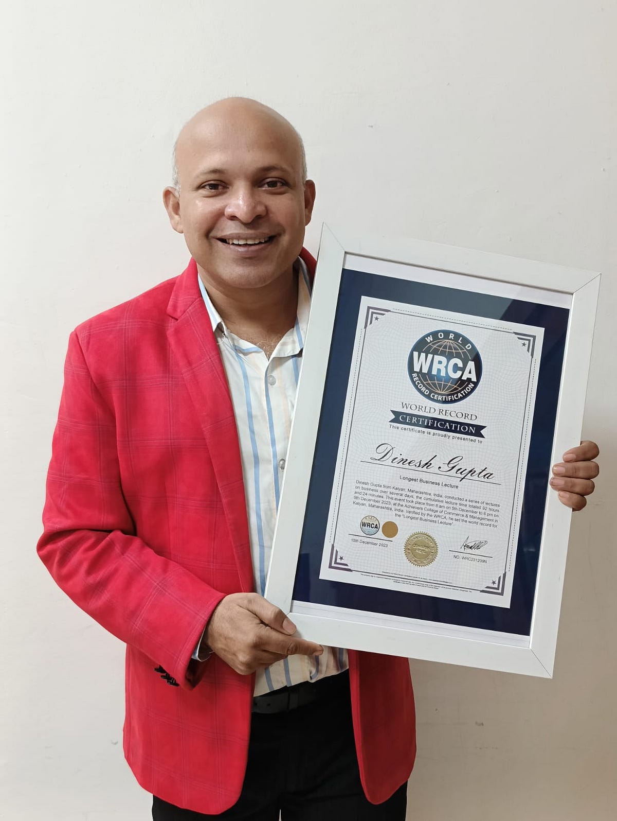 Prof Dr Dinesh Gupta (Anandashree) Created A World Record Of World’s Longest Business Lecture ...