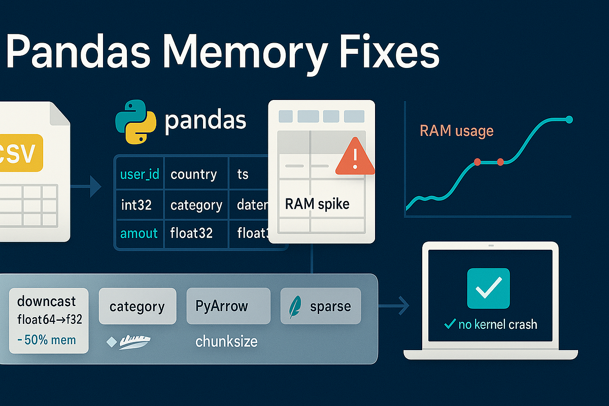 12 Pandas Memory Fixes That Stop Out-of-RAM Crashes | by Nexumo | Medium