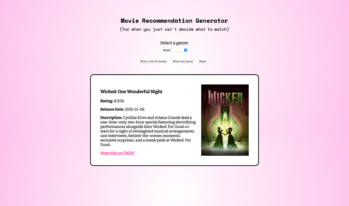 Movie Recommender Project. A website that recommends a movie based ...