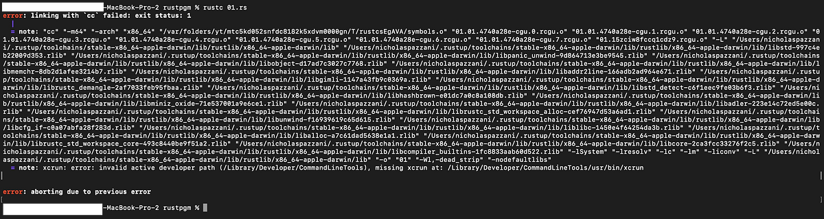 Rust error — linking with cc failed. | by Ganesh Chandrasekaran | Medium