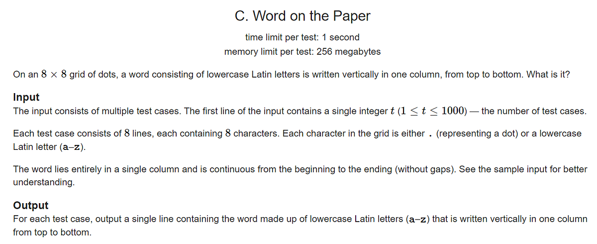 1850C - Word on the Paper CodeForces Solution in C++ | by Eya Jamue ...