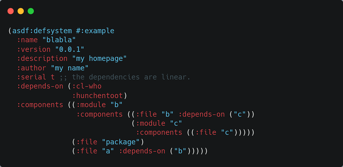 Common Lisp — asdf로 모듈 의존성 정의하기. (common lisp라고 하면 너무 기니까 그냥 리스프라고… | by Lee Sanghyup | Medium