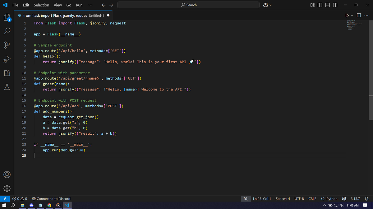 Building Your First API Endpoint in Python with Flask 🚀 | by Faltix ...