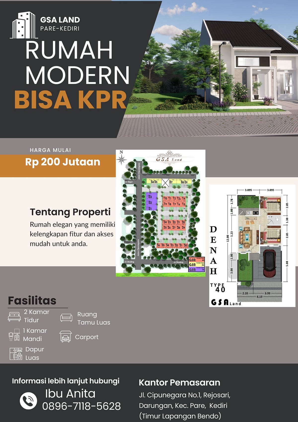 HUNIAN ASRI, 0896–7118–5628 Rumah Perumahan Harga 200 Jutaan GSA Land ...