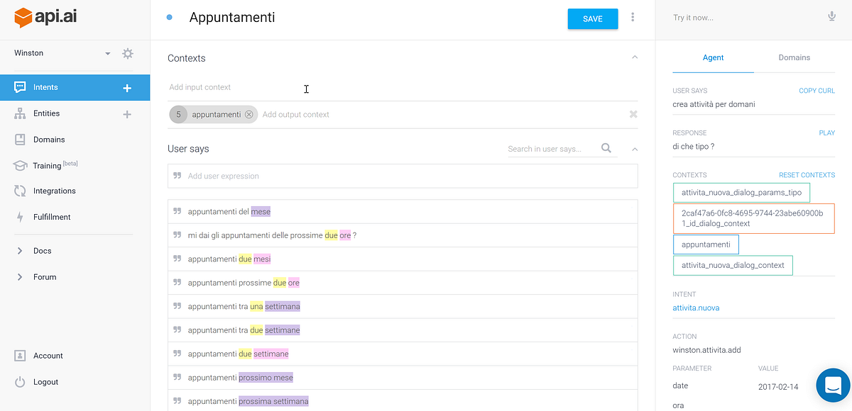 API.AI — SETUP (4). Un chat Bot per essere “simile” ad un… | by Torlone ...