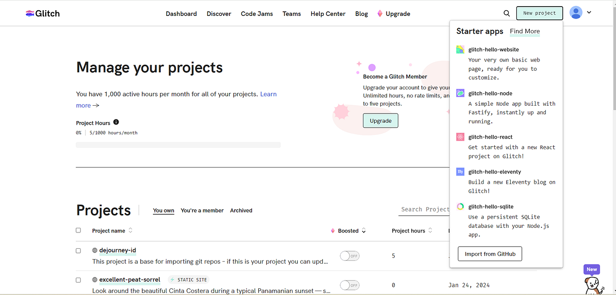 Mendeploy Projek Menggunakan Glitch Dari GitHub | by Shafwan Fadli | Medium