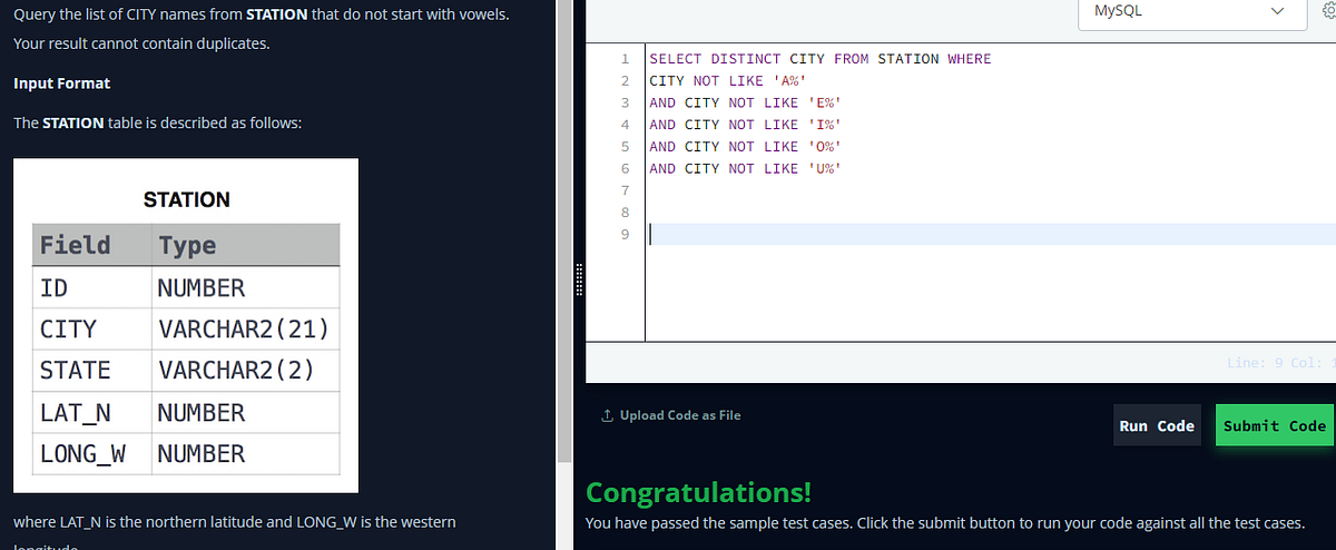 Solution to HackerRank SQL Practice Questions | by Notebook | Medium