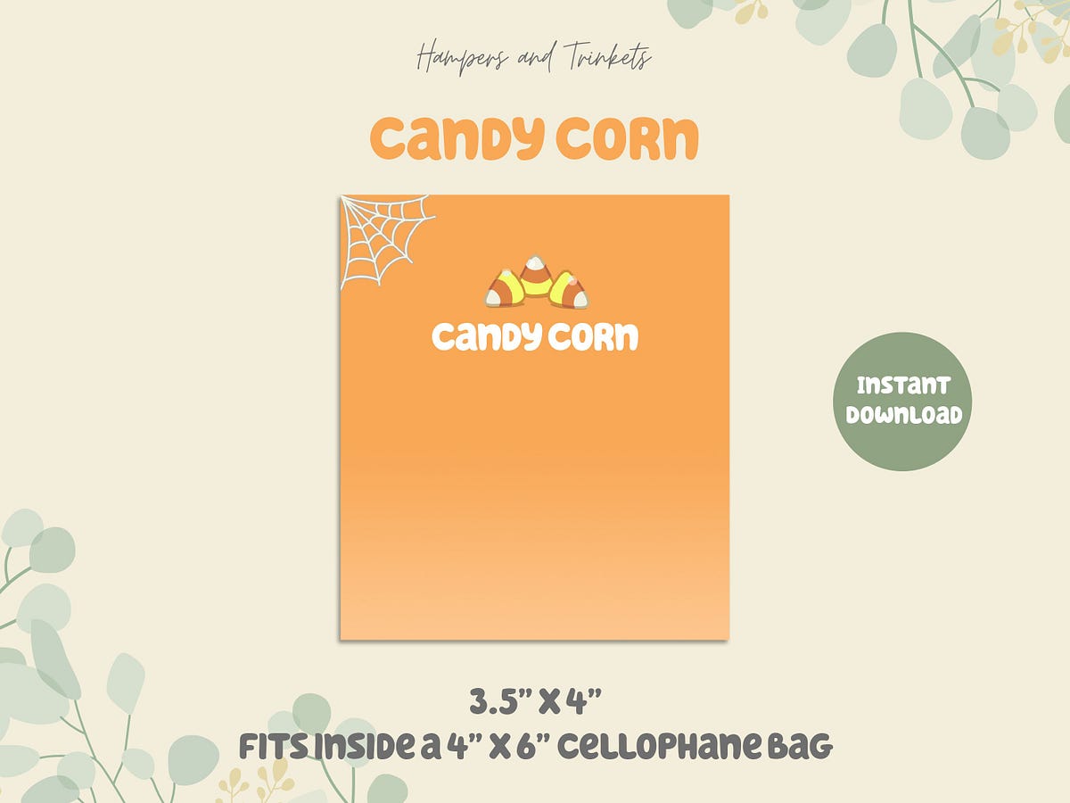 Blue Halloween Party Favor Candy Corn | Digital Download | Bluey | Blue ...
