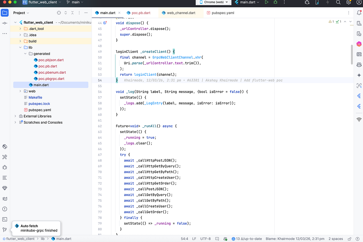 How can use gRPC api in flutter. REST: .proto nahi → model manually ...