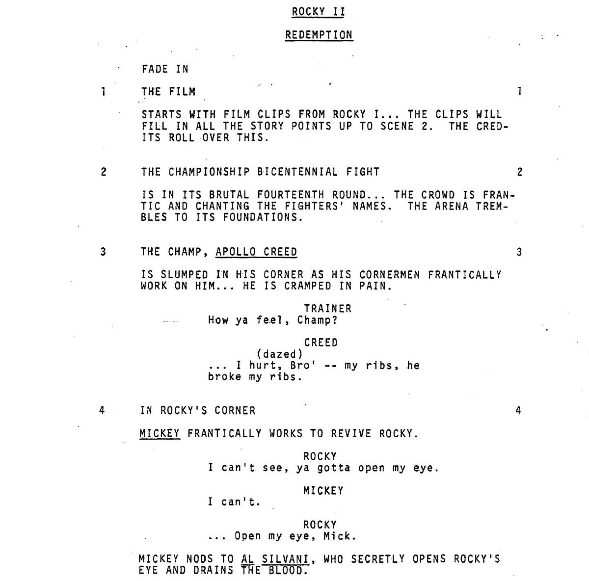Page One: “Rocky II” (1979) - Go Into The Story