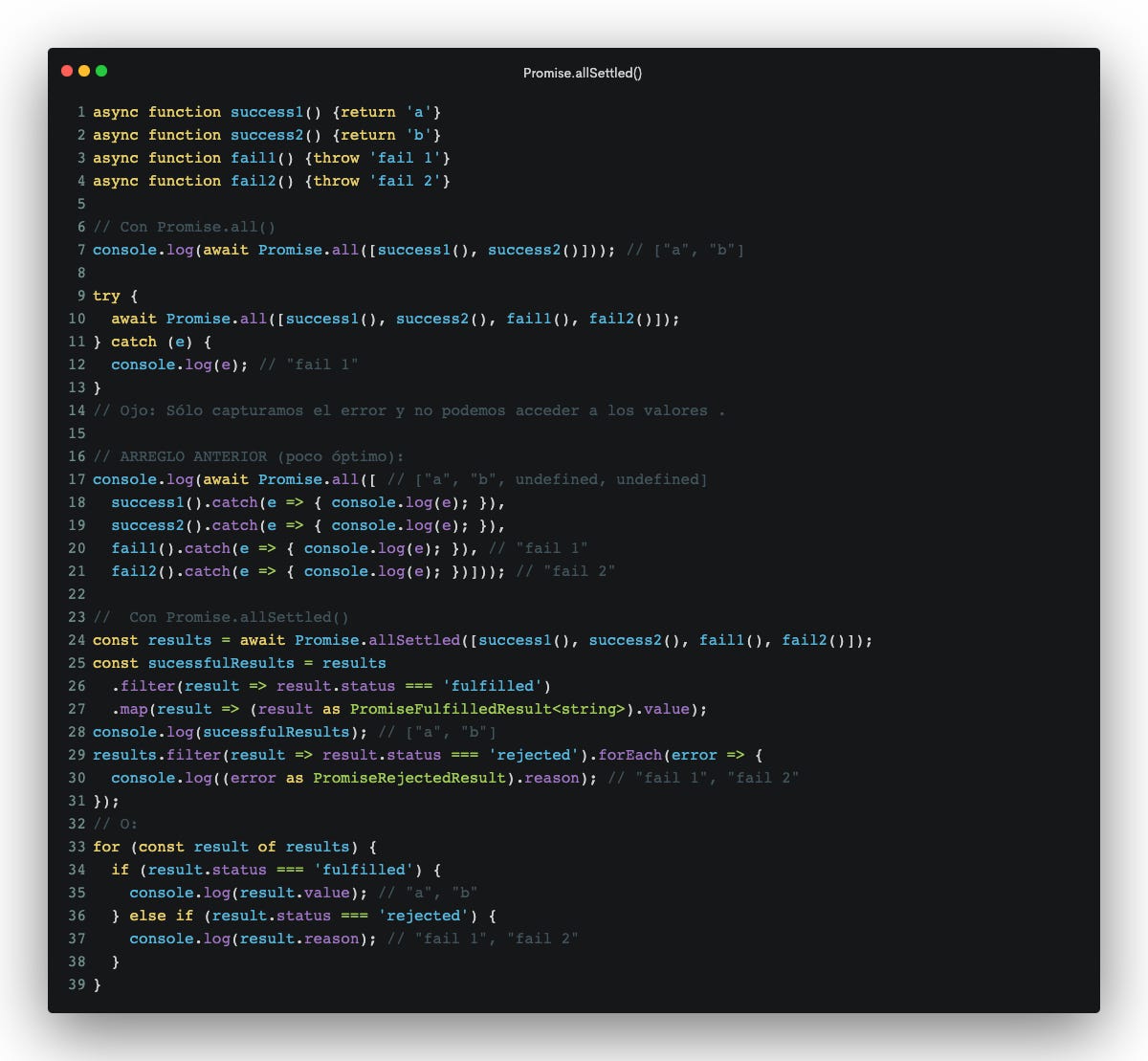 Improves parallel and independent asynchronous operations with Promise.allSettled() - Julio ...