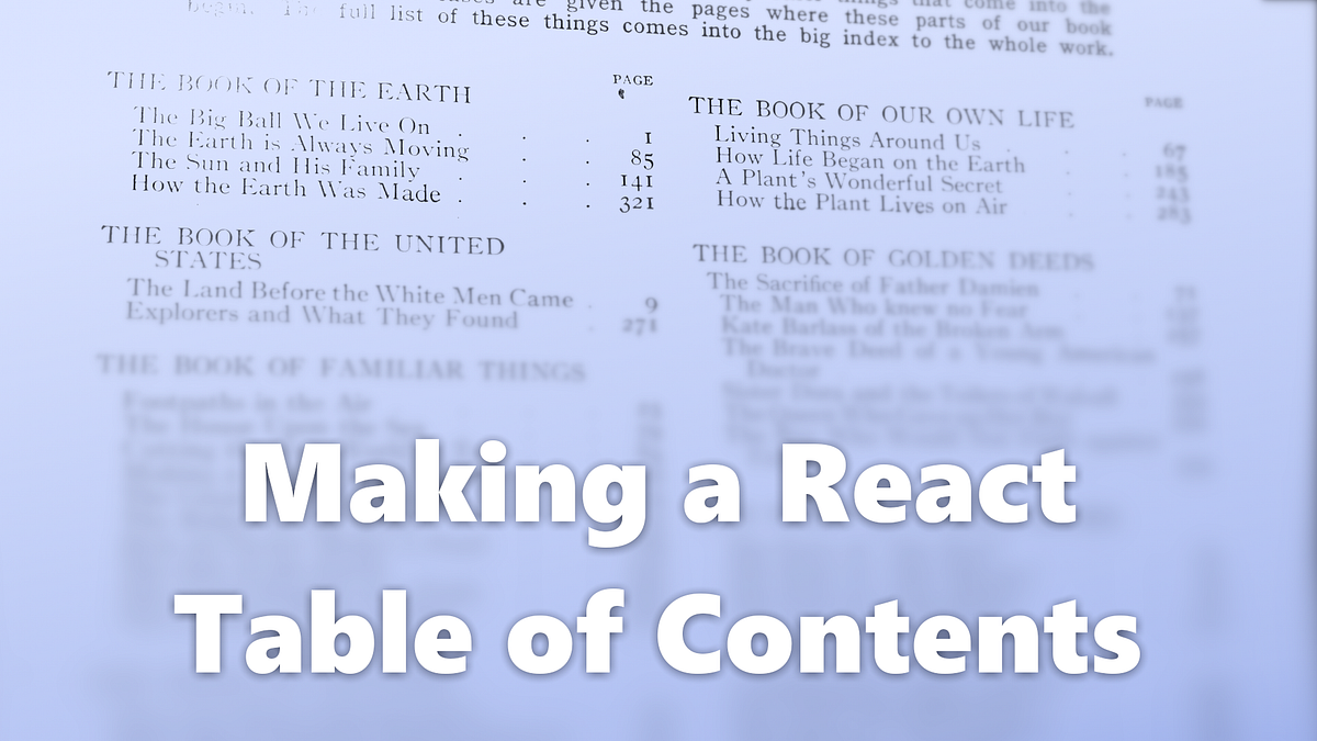 Writing a React Table of Contents Component | by Eyas | Medium