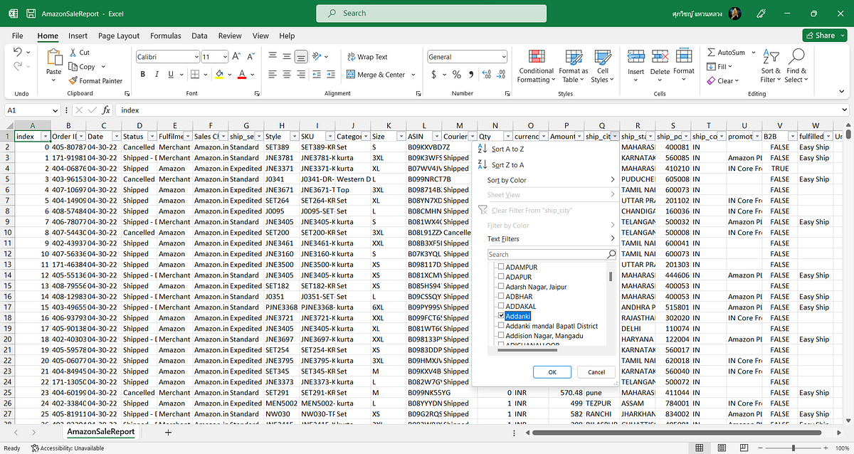 E-commerce sales dataset (Part I : กลุ่มเด็กเกาะเบาะ) - Phoom wichachai ...