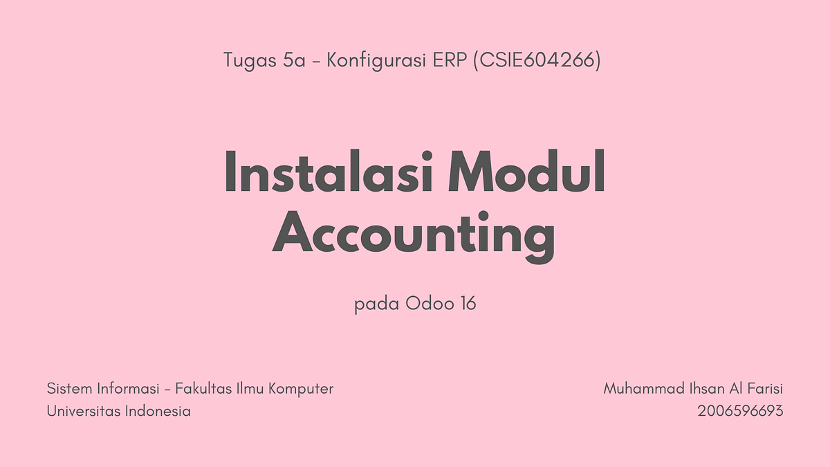 [Odoo 16] Instalasi Modul Accounting | by Muhammad Ihsan Al Farisi | Medium