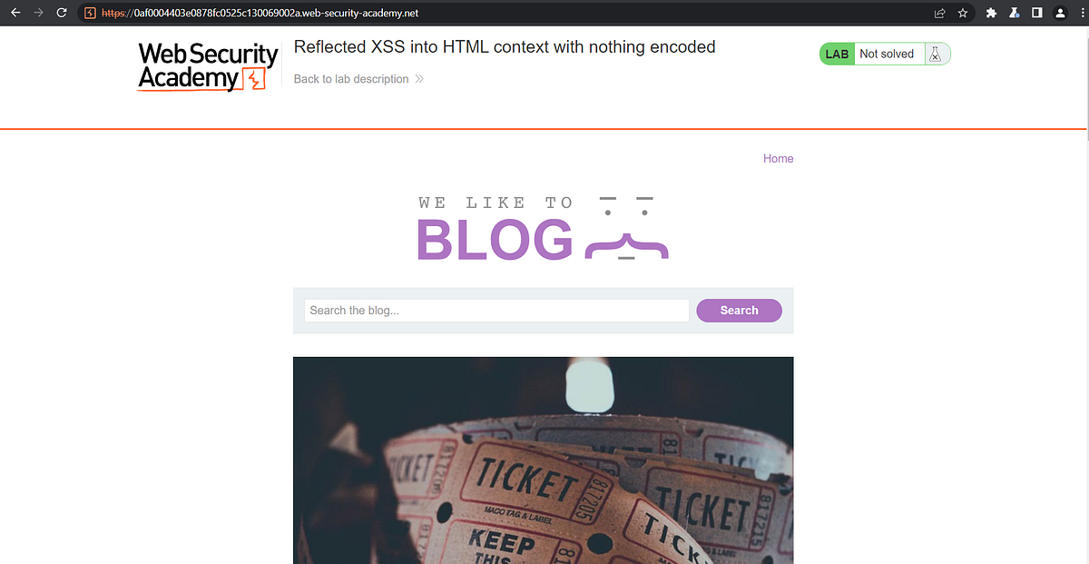Lab Portswigger Indonesia — [XSS] Reflected XSS into HTML Context with Nothing Encoded | by ...