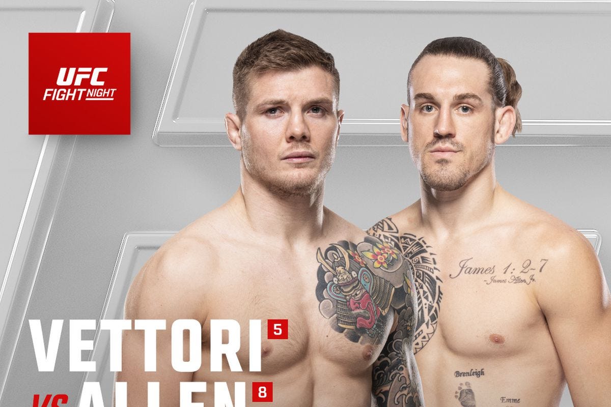 Marvin Vettori vs. Brendan Allen Announced for April 6th UFC Fight ...