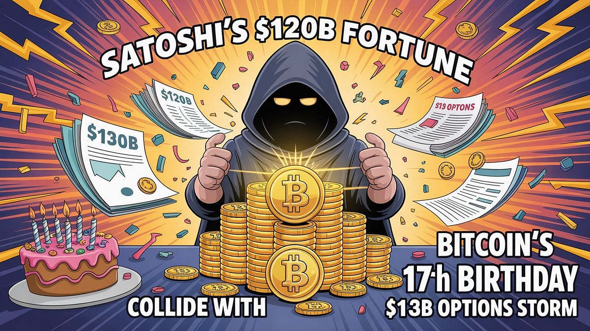 Satoshi’s $120B Fortune and Bitcoin’s 17th Birthday Collide with a $13B ...