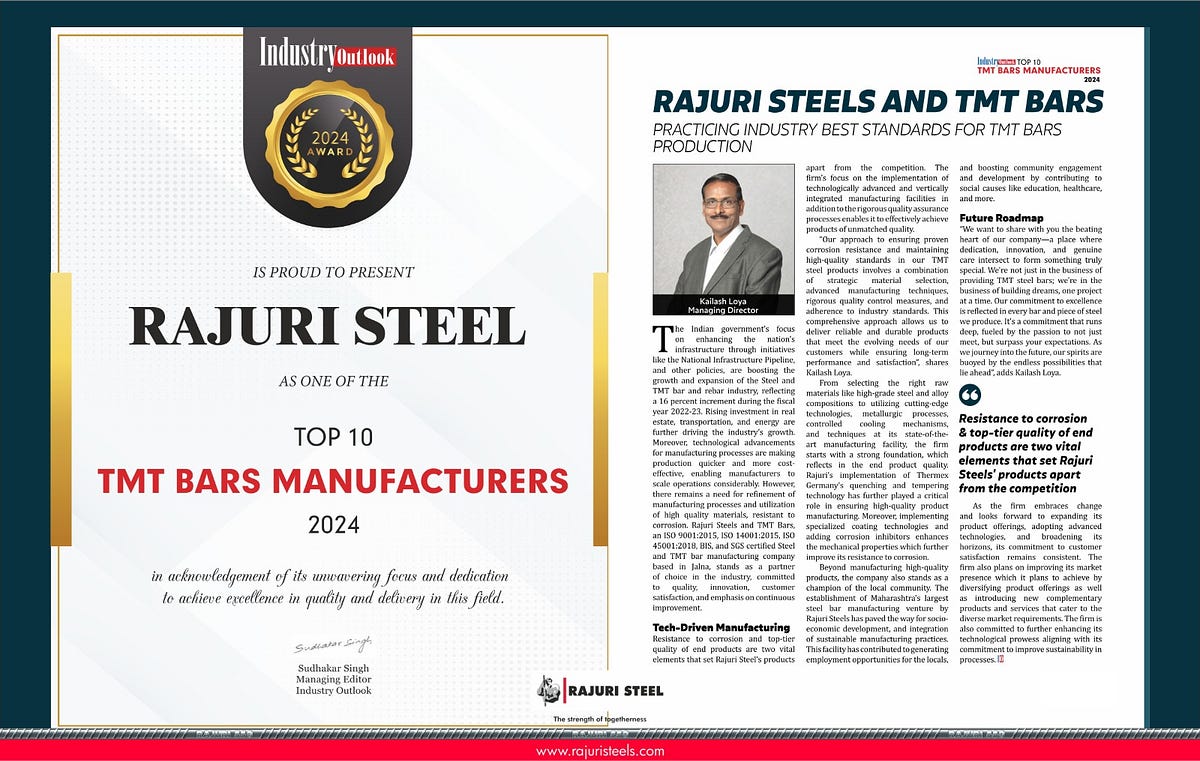 Rajuri Steels and TMT Bars: Practicing Industry Best Standards For TMT ...